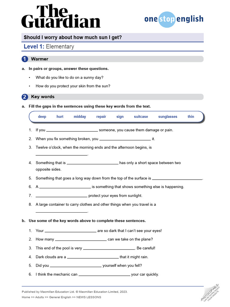 Sun Elementary Worksheet | PDF | Ultraviolet | Sunscreen