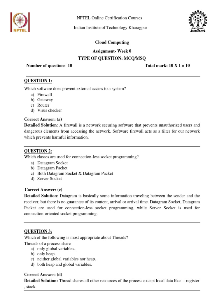 Assignment 0 Solution 2024 CC | PDF | Computer Network | Firewall (Computing)