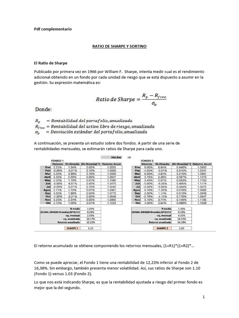 Ratio de Sharpe y Sortino Complementario | PDF | Relación de Sharpe | Volatilidad (Finanzas)