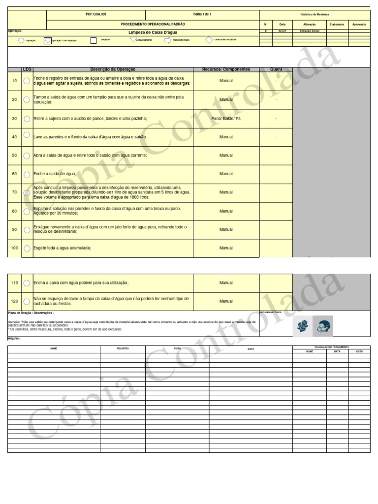 POP 005 - Limpeza de Caixa D'agua | PDF