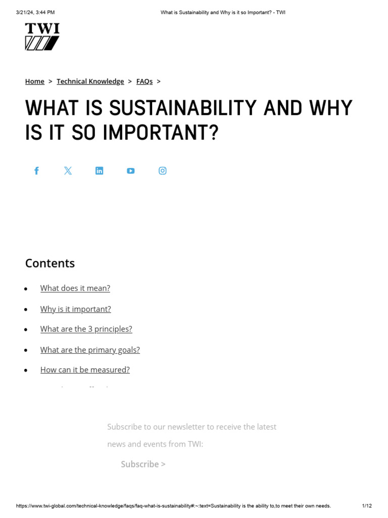 What Is Sustainability and Why Is It So Important - TWI | PDF ...