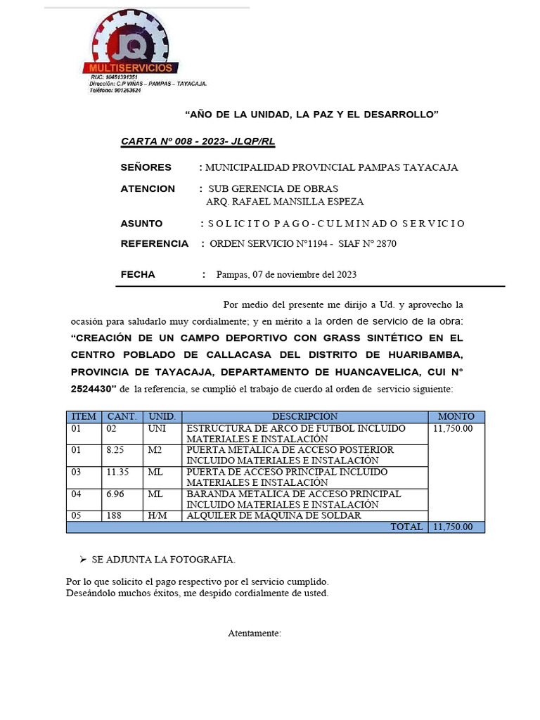 Carta Serv. Luis | PDF