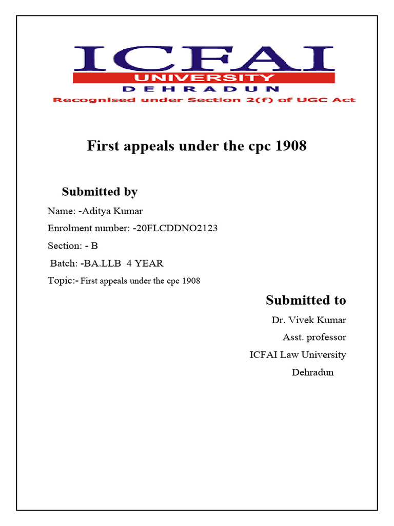 First Appeals Under The CPC 1908 | PDF | Appeal | Lawsuit
