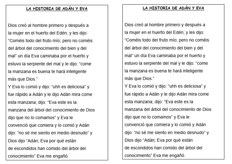 Historia de Adán y Eva para Niños | PDF
