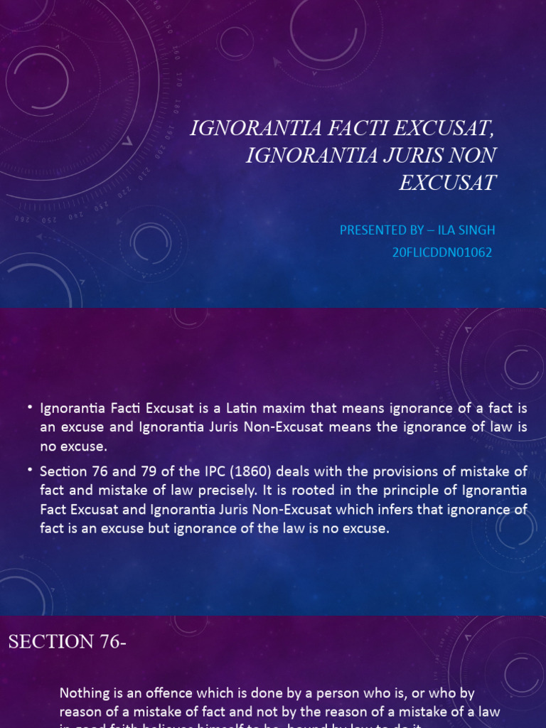 Ignorantia Facti Excusat, Ignorantia Juris Non Excusat | PDF