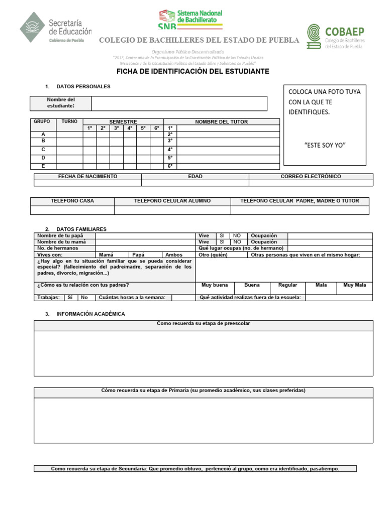 FICHA DEl APRENDIENTE TUTORÍA - 2023 B | PDF