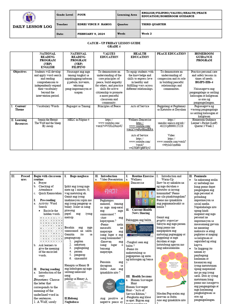 DLL Catch Up Friday Week 2 | PDF | Learning
