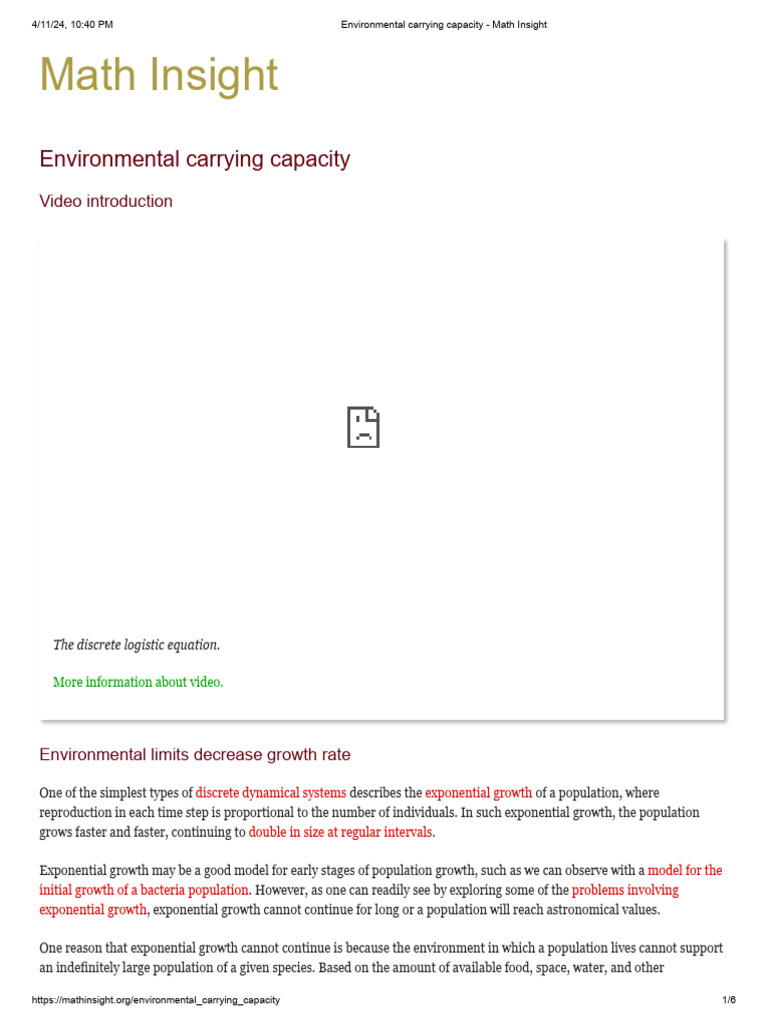 Understanding Environmental Carrying Capacity | PDF | Logistic Function ...