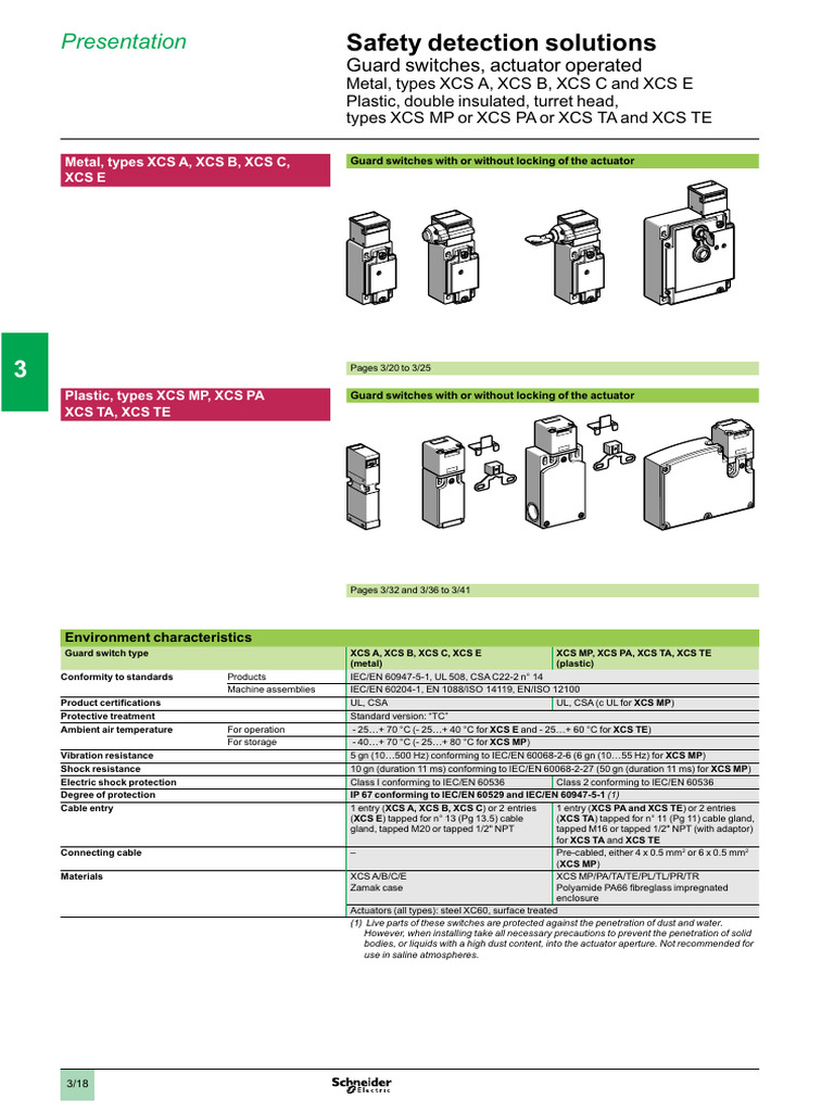 XCS-E Telemecanique Characteristics | PDF | Switch | Alternating Current