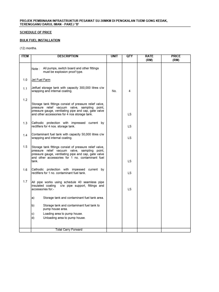 BQ Form From BHM | PDF | Pump | Pipe (Fluid Conveyance)