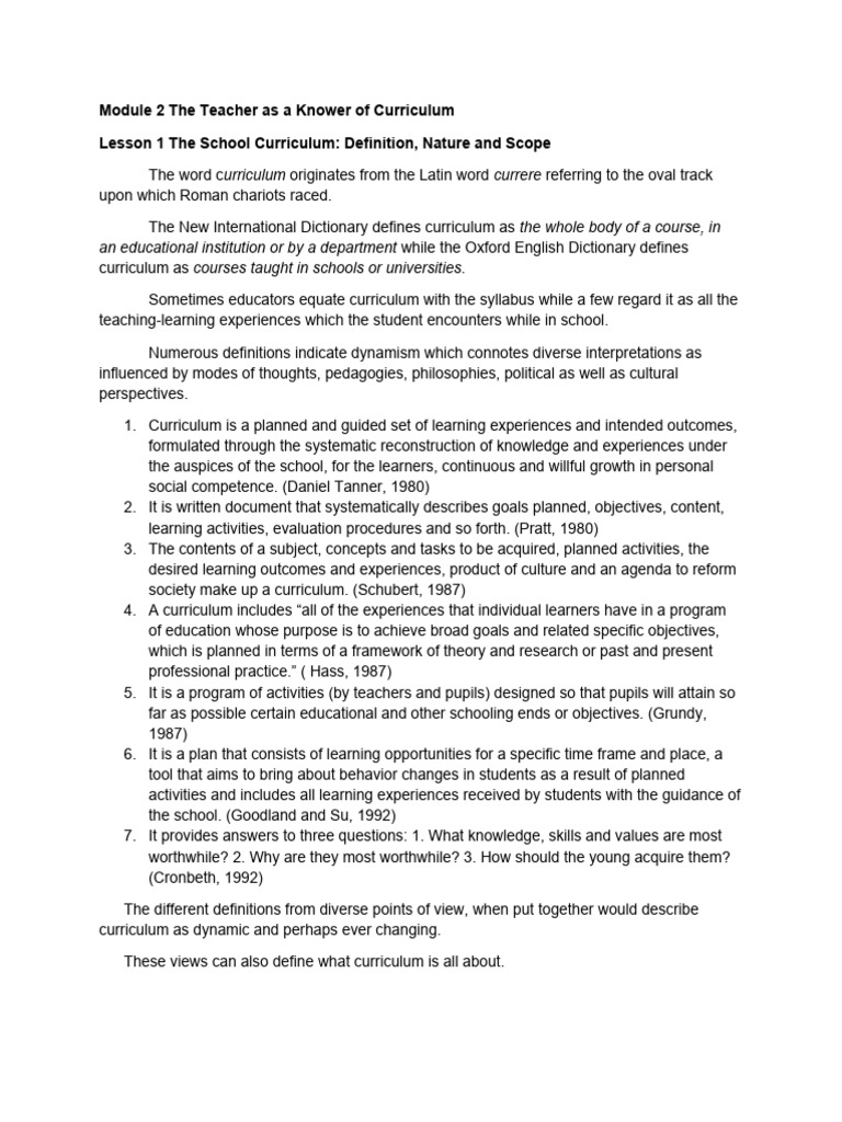 Module 2 The Teacher As A Knower of Curriculum - Rheu | PDF ...