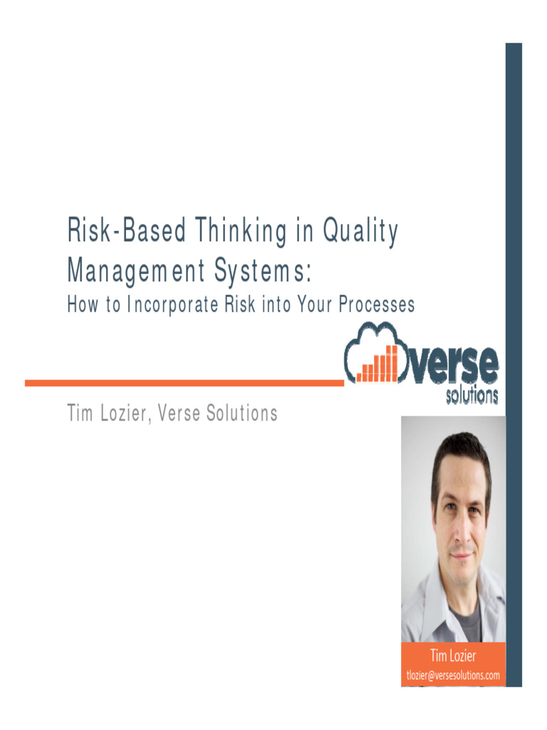 Risk-Based Thinking Quality Management Systems | PDF | Risk | Risk ...