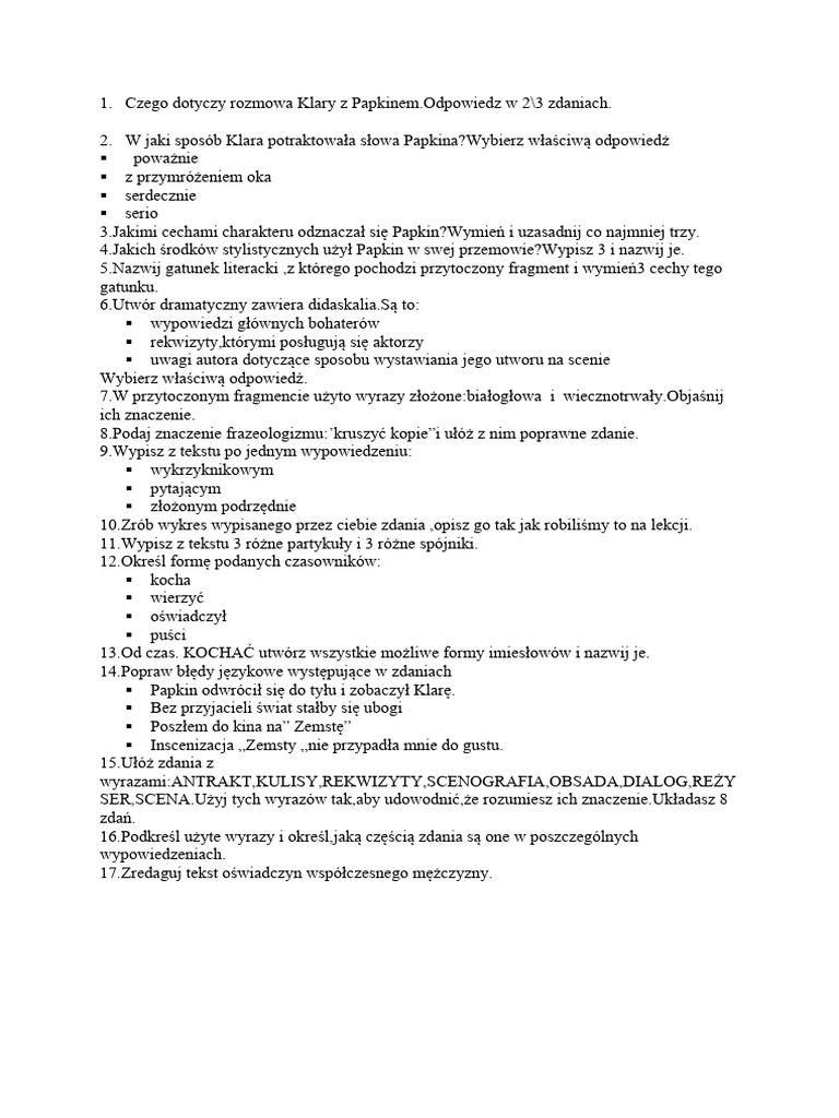 Zemsta - Test | PDF