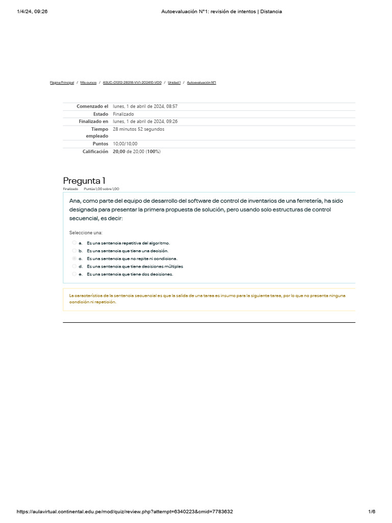 Autoevaluación N°1-Fundamentos de programacion | PDF | Programa de computadora | Programación