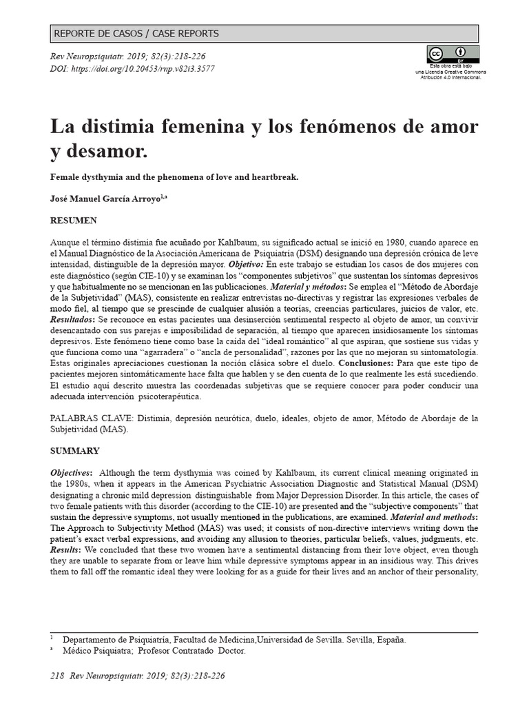 Distimia 3 | PDF | Depresión (estado de ánimo) | Amor