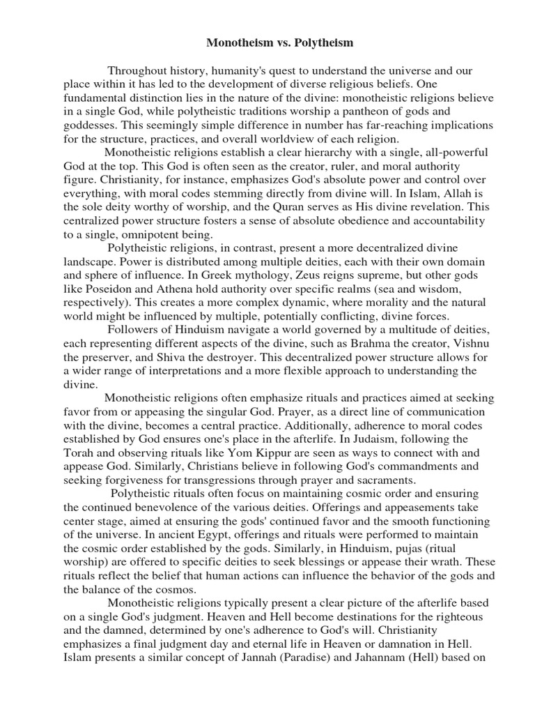 Monotheism vs. Polytheism | PDF | Polytheism | Monotheism