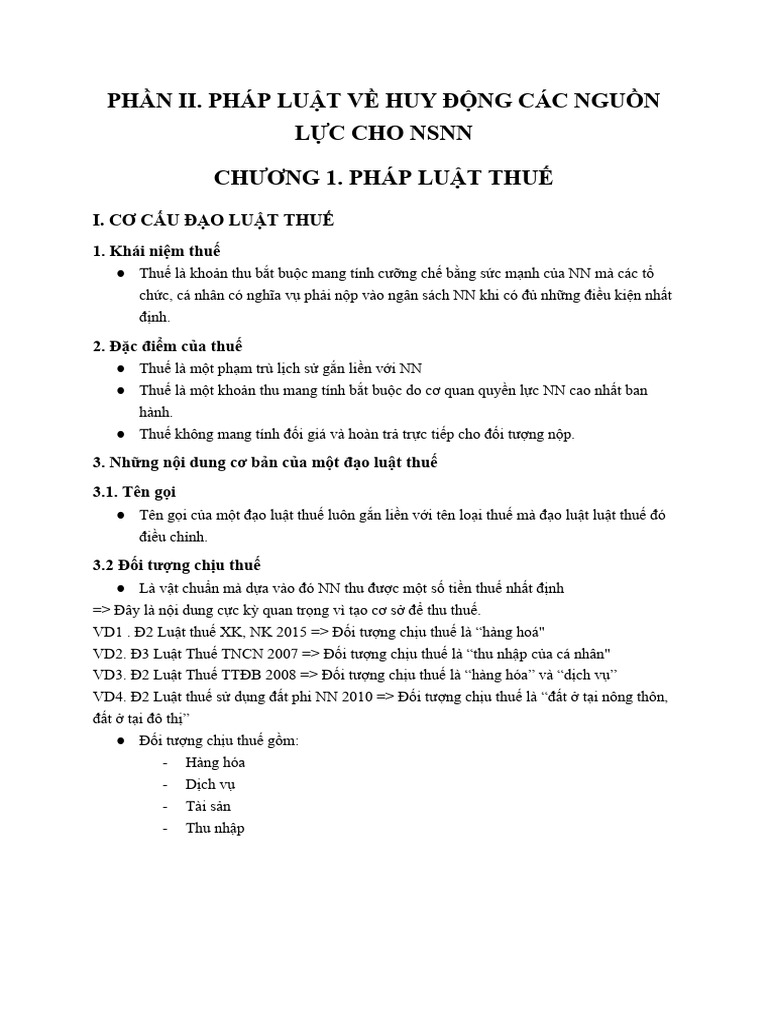 LTTC - C2. PHÁP LUẬT THUẾ | PDF