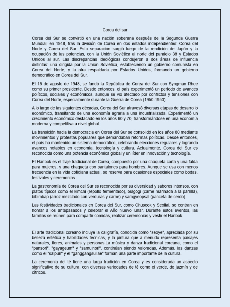 Corea Del Sur Pdf Corea Del Sur Política Mundial