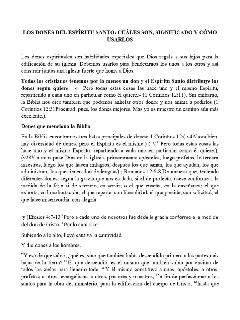 Los Dones Del Espíritu Santo | PDF | Dios | Fe