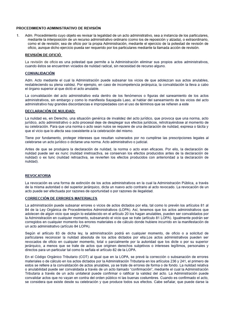 Procedimiento de Revisión Administrativa | PDF | Nulo (ley) | Justicia