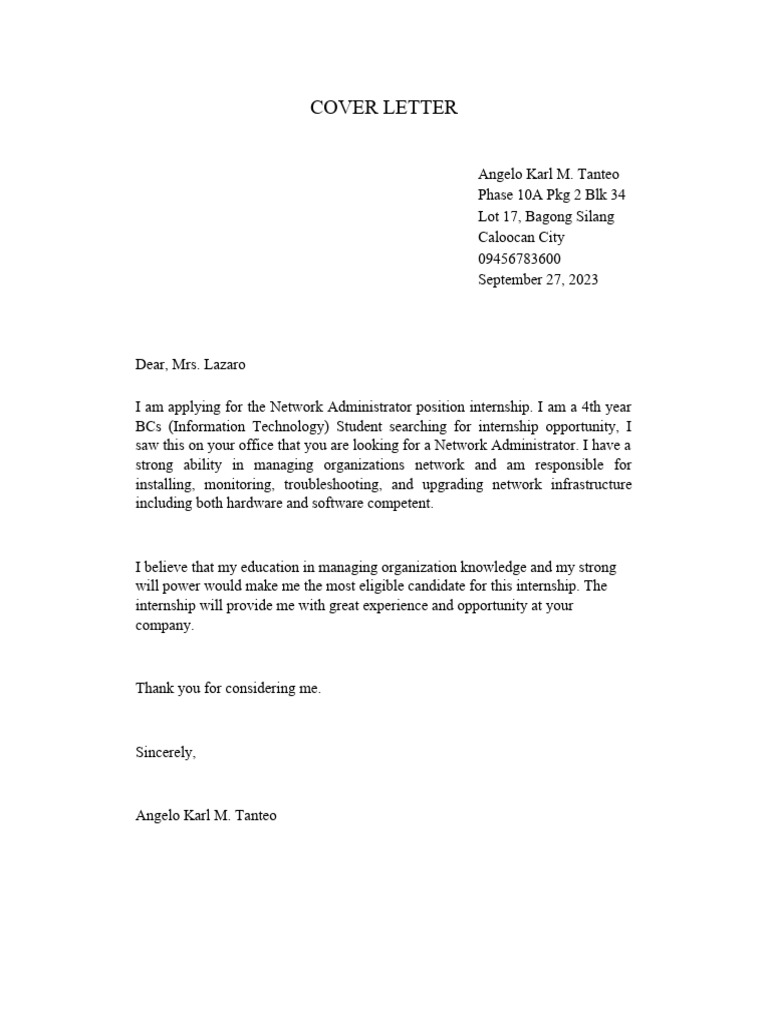 Cover Letter | PDF | Knowledge | Computing