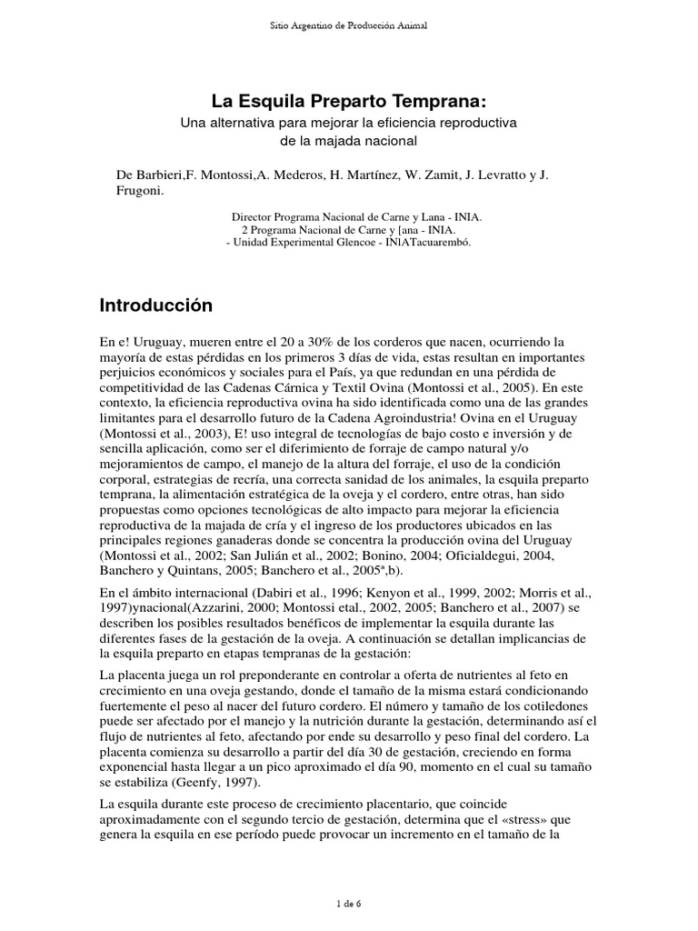 06-Esquila Temprana | PDF | Oveja | El embarazo