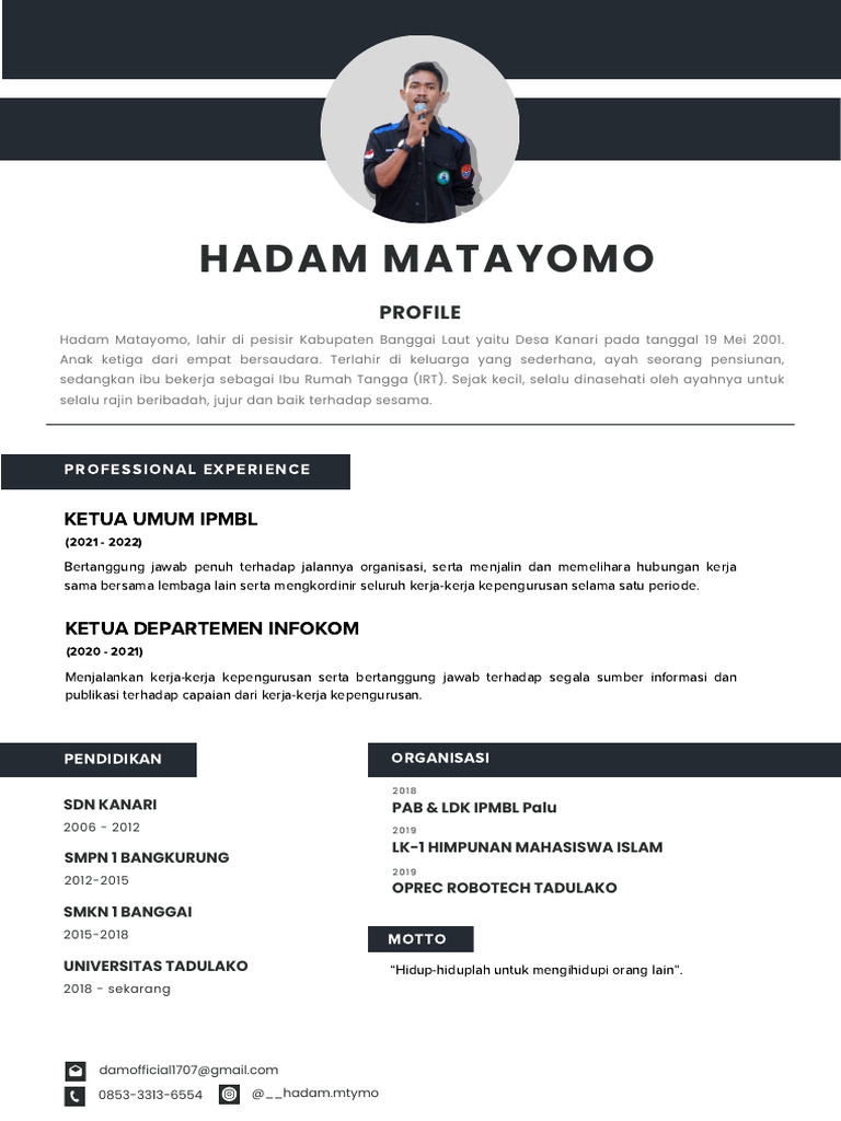 Contoh Resume Profesional Hadam Matayomo | PDF | Ilmu Sosial