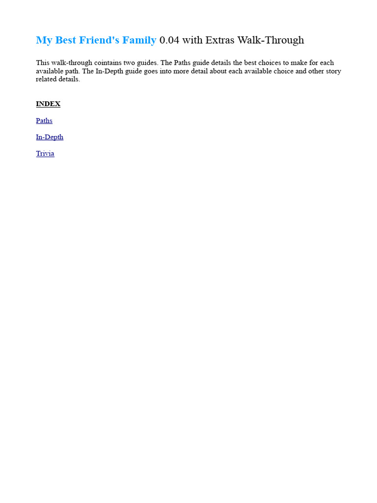 My Best Friends Family 0.04 With Extras Walk-Through | PDF | Language ...