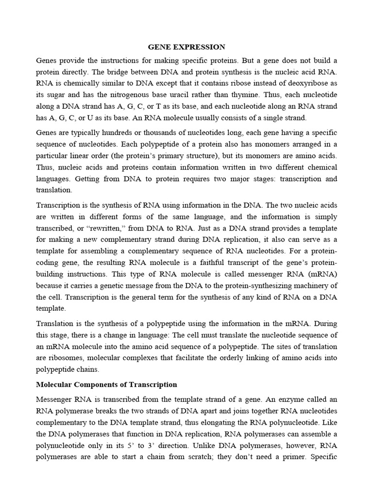 Gene Expression | PDF | Translation (Biology) | Rna