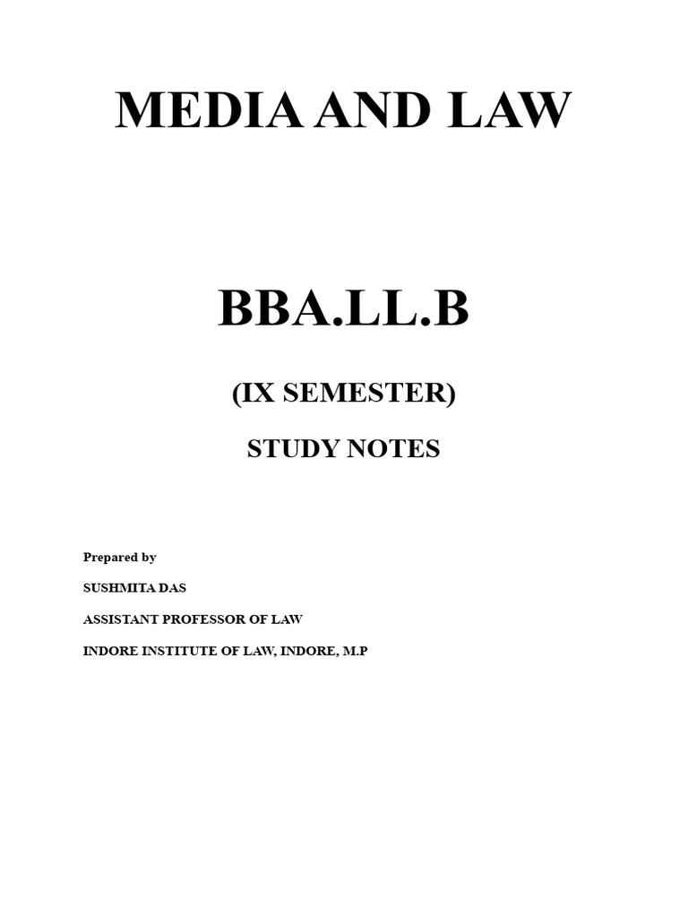Media and Law - Study Material Unit 1 To 5 | Download Free PDF ...