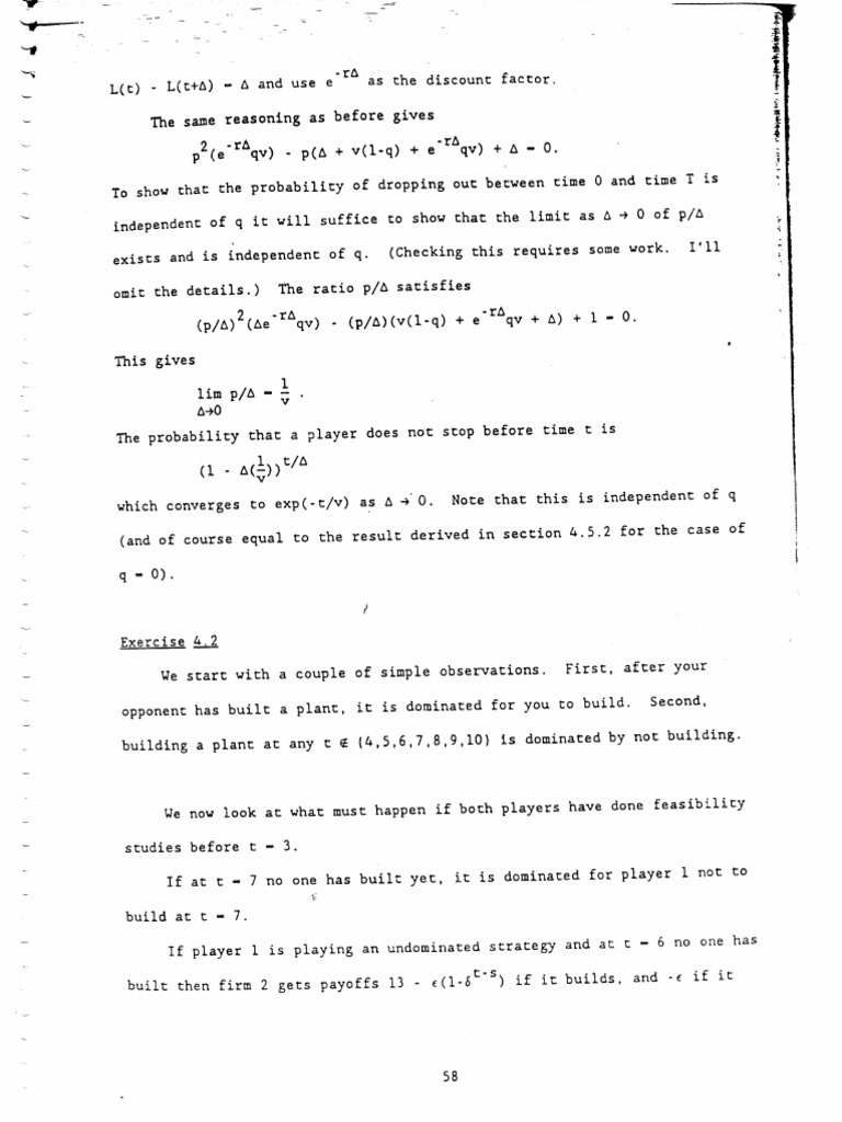 Fudenberg and Tirole - Game Theory (Solutions Manual New) | PDF