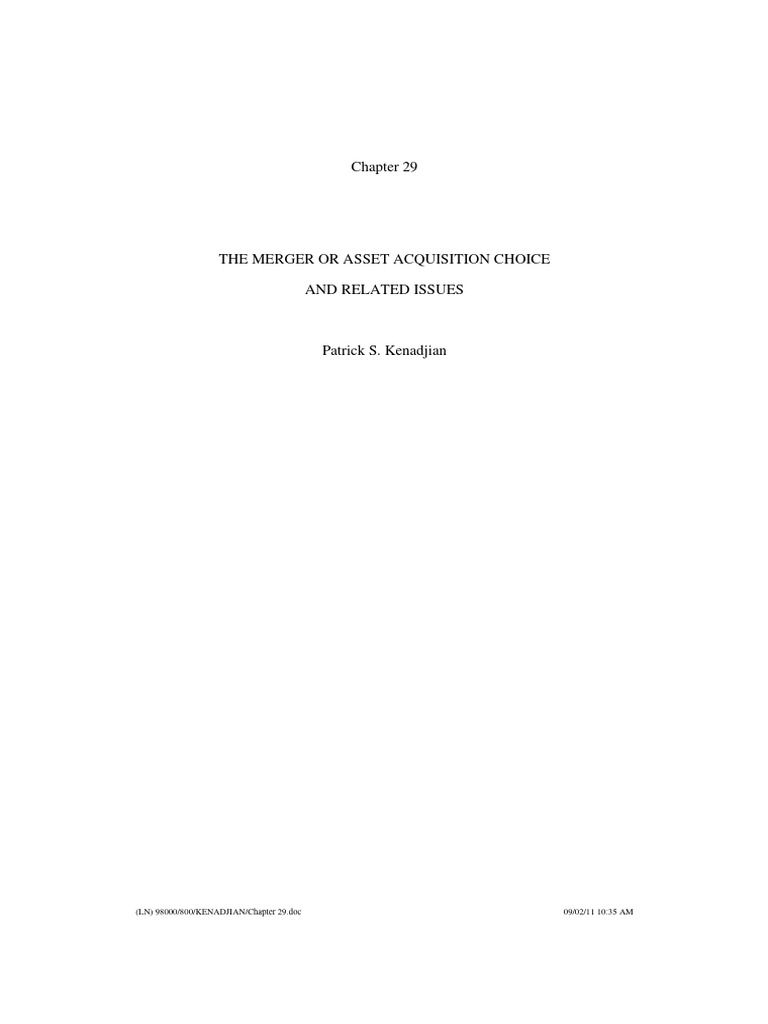 Kenadjian Chapter 29 | PDF | Mergers And Acquisitions | Stocks