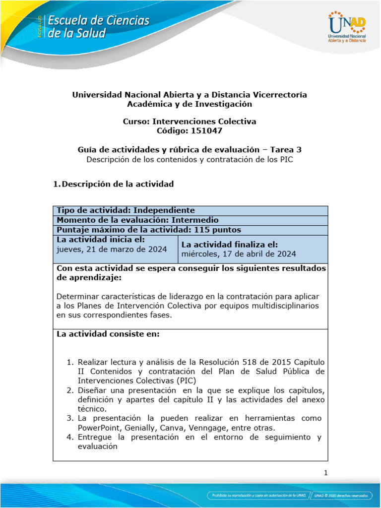 Guía de Actividades y Rubrica de Evaluación - Unidad 3 - Tarea 3 - Descripción de Los Contenidos ...