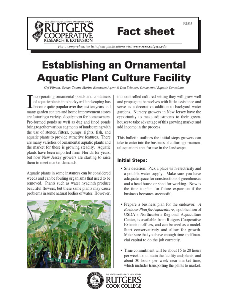 Starting an Aquatic Plant Nursery | PDF | Greenhouse | Water