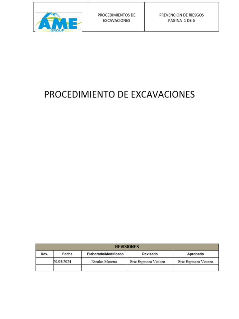 Procedimiento de Excavaciones | PDF | Agua