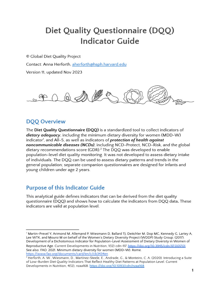 DQQ Indicator Guide 2023 | PDF | Foods | Vegetables