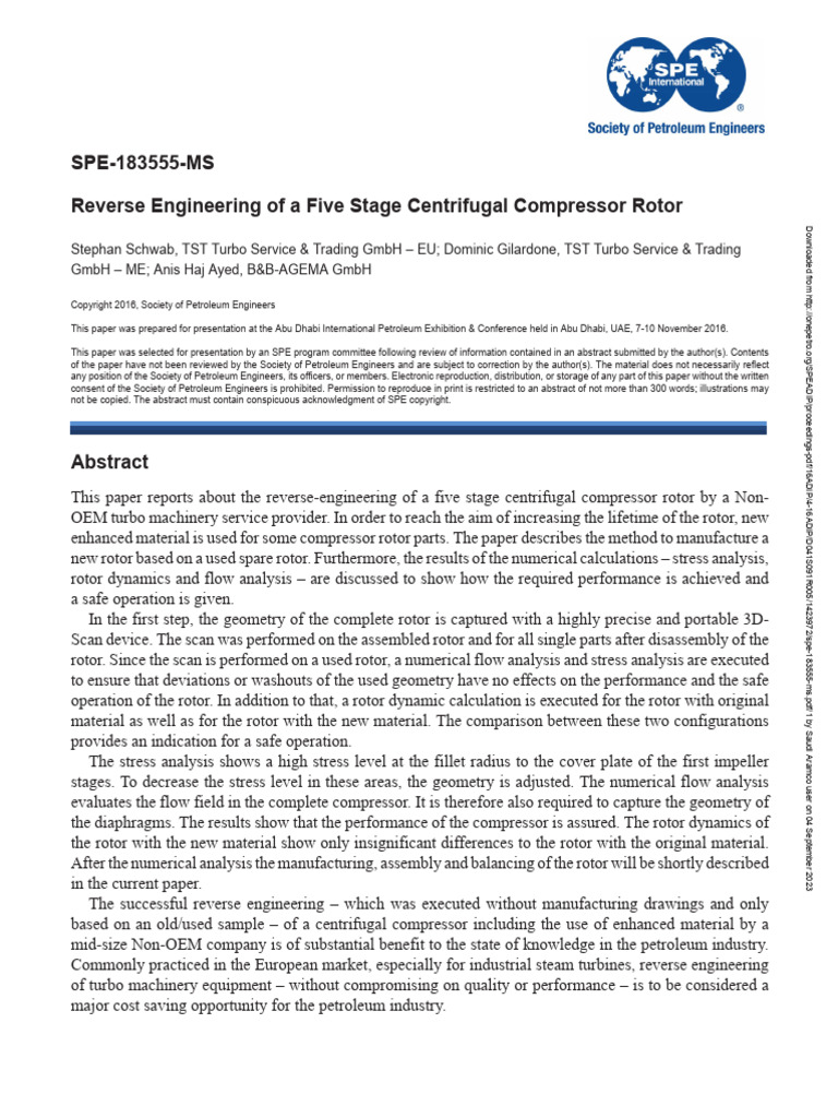 Reverse Engineering of a Five Stage Centrifugal Compressor Rotor | PDF ...