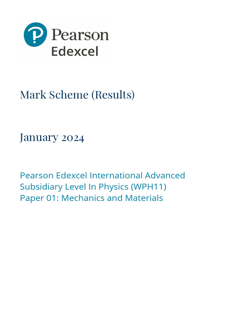 Physics Paper 1 MS 2024 Jan International As Level Edexcel | PDF | Drag ...