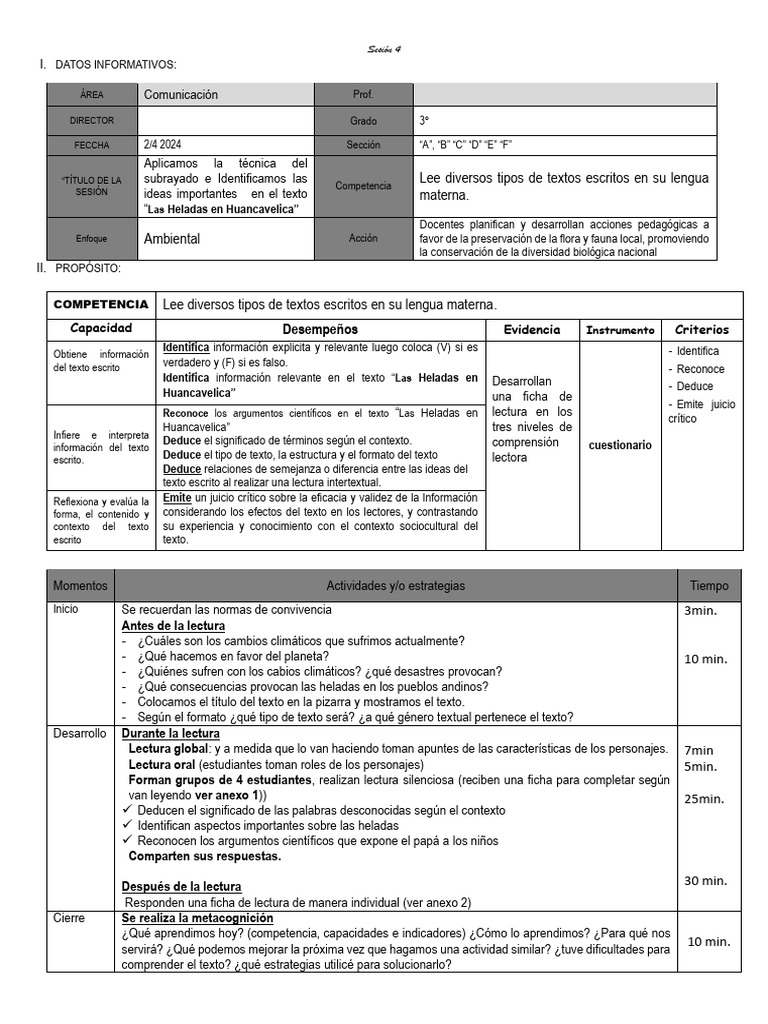 Sesión 4 Tercero OOOO | PDF | Estudios de idiomas extranjeros | Ciencia y matemáticas