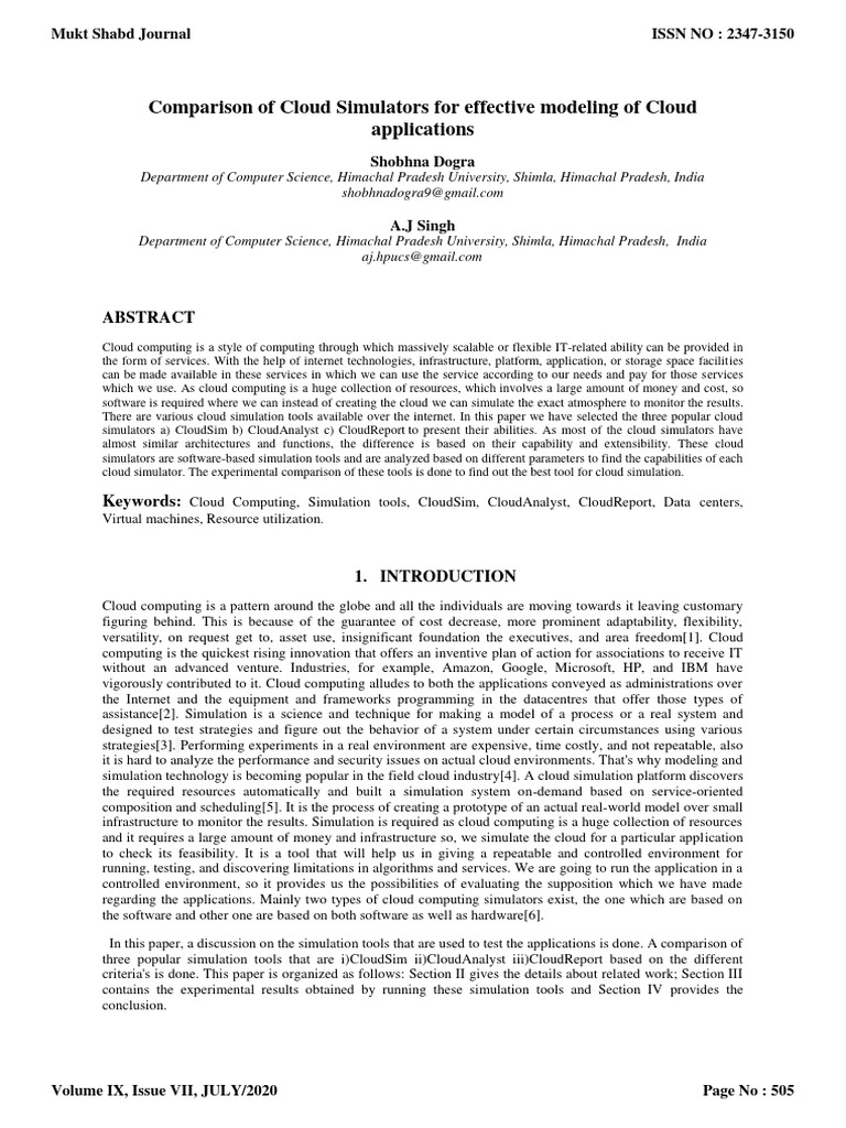 Comparison of Cloud Simulators For Effective Modeling of Cloud ...
