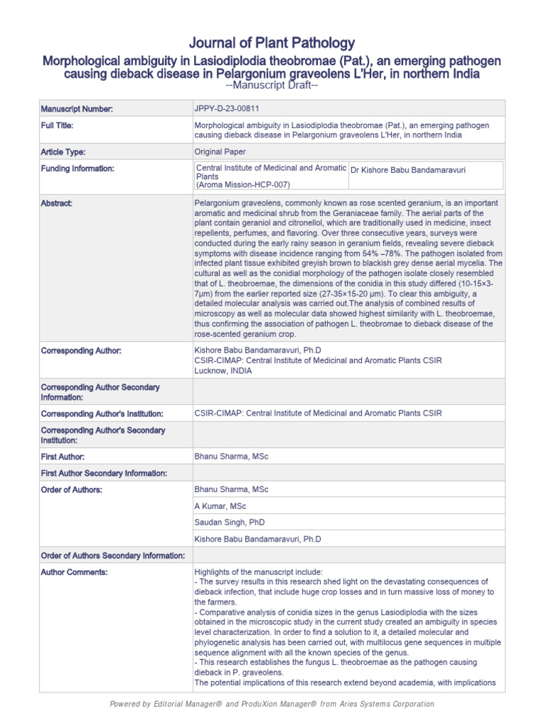Jppy D 23 00811 | PDF | Fungus | Phylogenetics