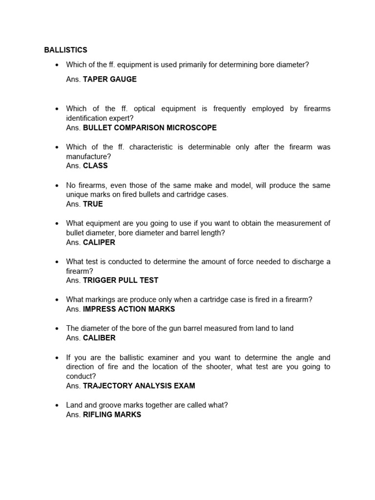 BALLISTICS Qty | PDF | Caliber | Firearms