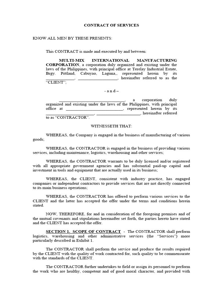 Contract of Services Draft | PDF | Employment | Legal Liability