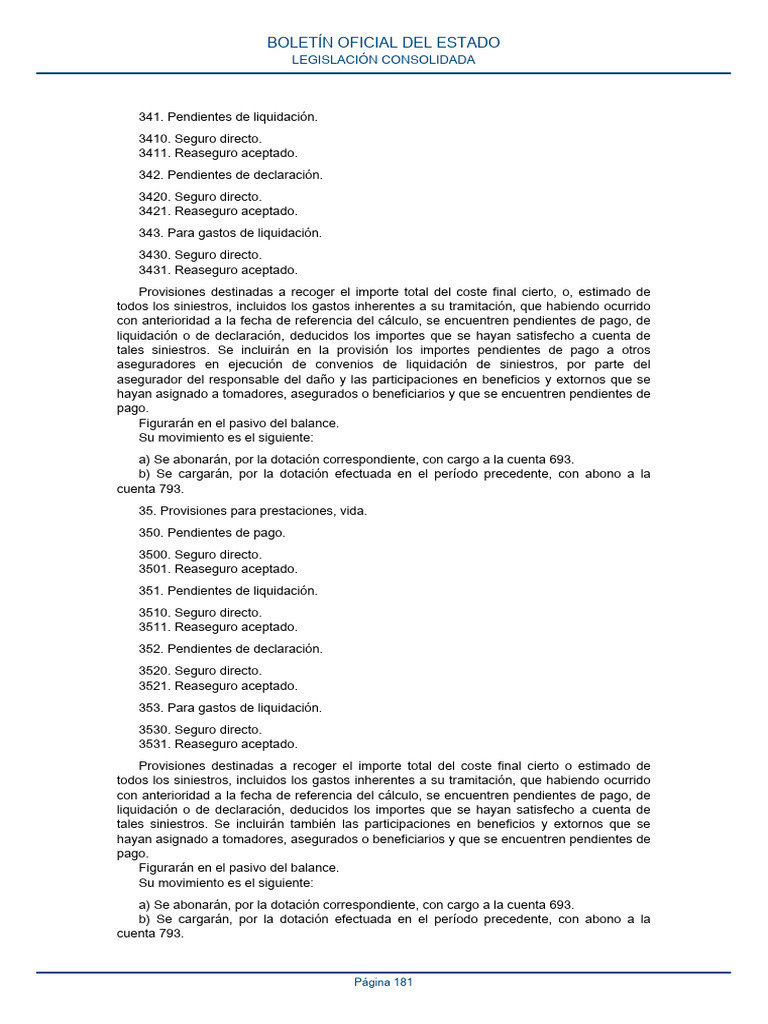 181 - 0a - Plan de Contabilidad de Las Entidades Aseguradoras | PDF | Reaseguro | Seguro