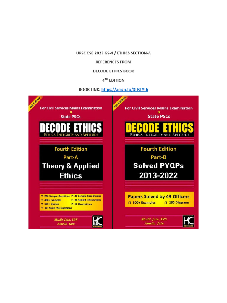 UPSC Ethics 2023 References Decode Ethics Book 4th Edition | Download Free PDF | Emotional ...