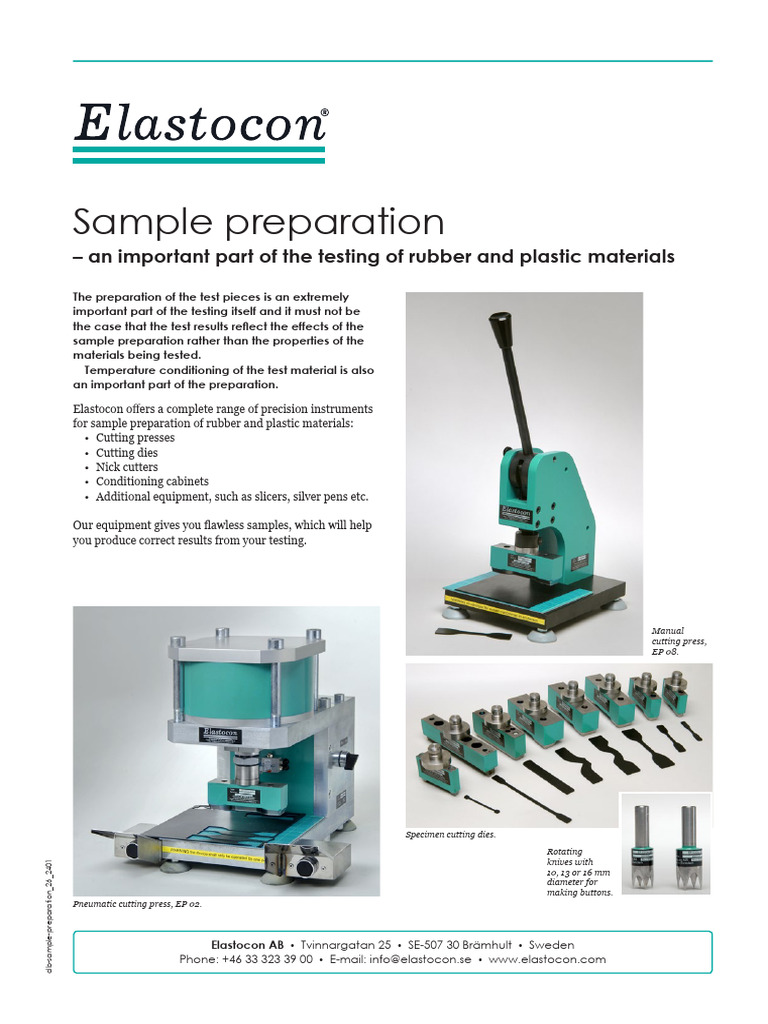 Elastocon Sample Preparation | PDF | Knife