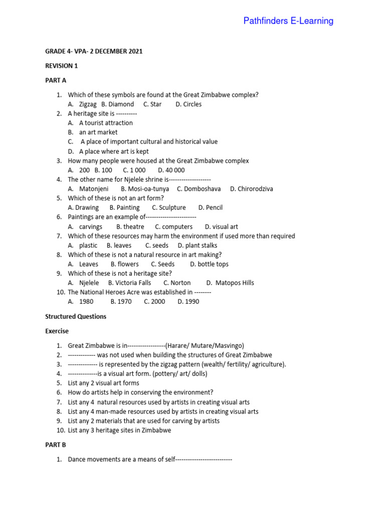 GRADE 4 - VPA - 2 Dec 2021 - REVISION 1 | PDF | Dances | The Arts