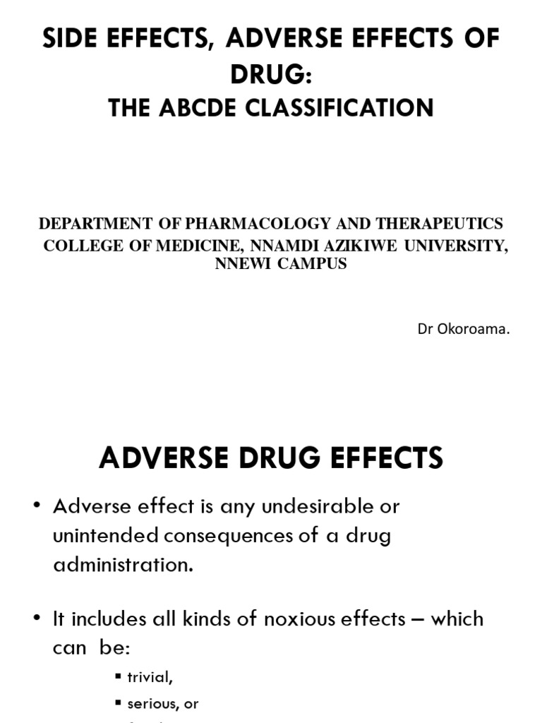 Side Effects of Drugs, ABCDE Classification | Download Free PDF ...