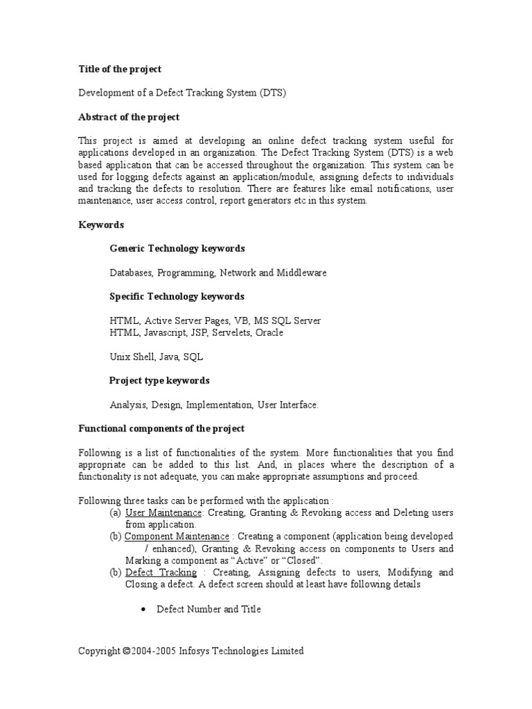 Defect Tracking System | PDF | Microsoft Sql Server | Databases