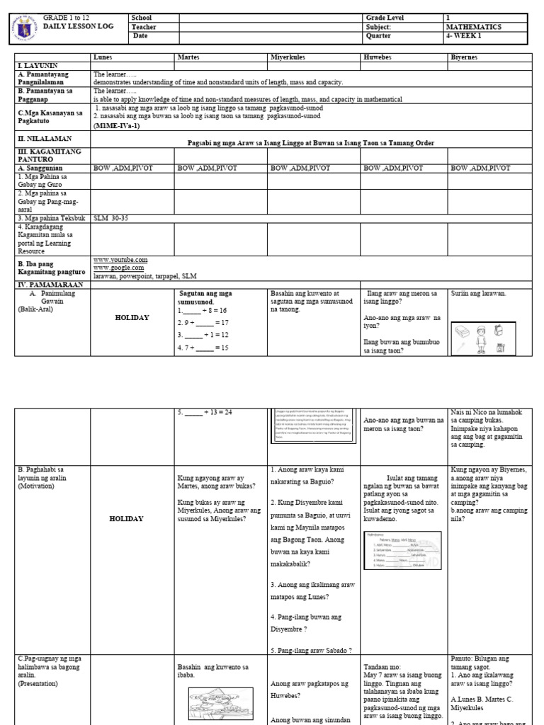 Q4 Grade 1 Math Week 1 | PDF